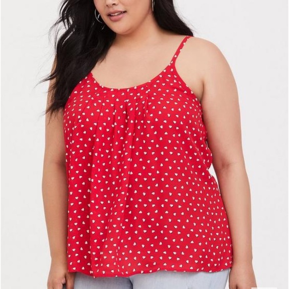 torrid | Tops | Torrid Red Heart Print Georgette Swing Cami | Poshmark